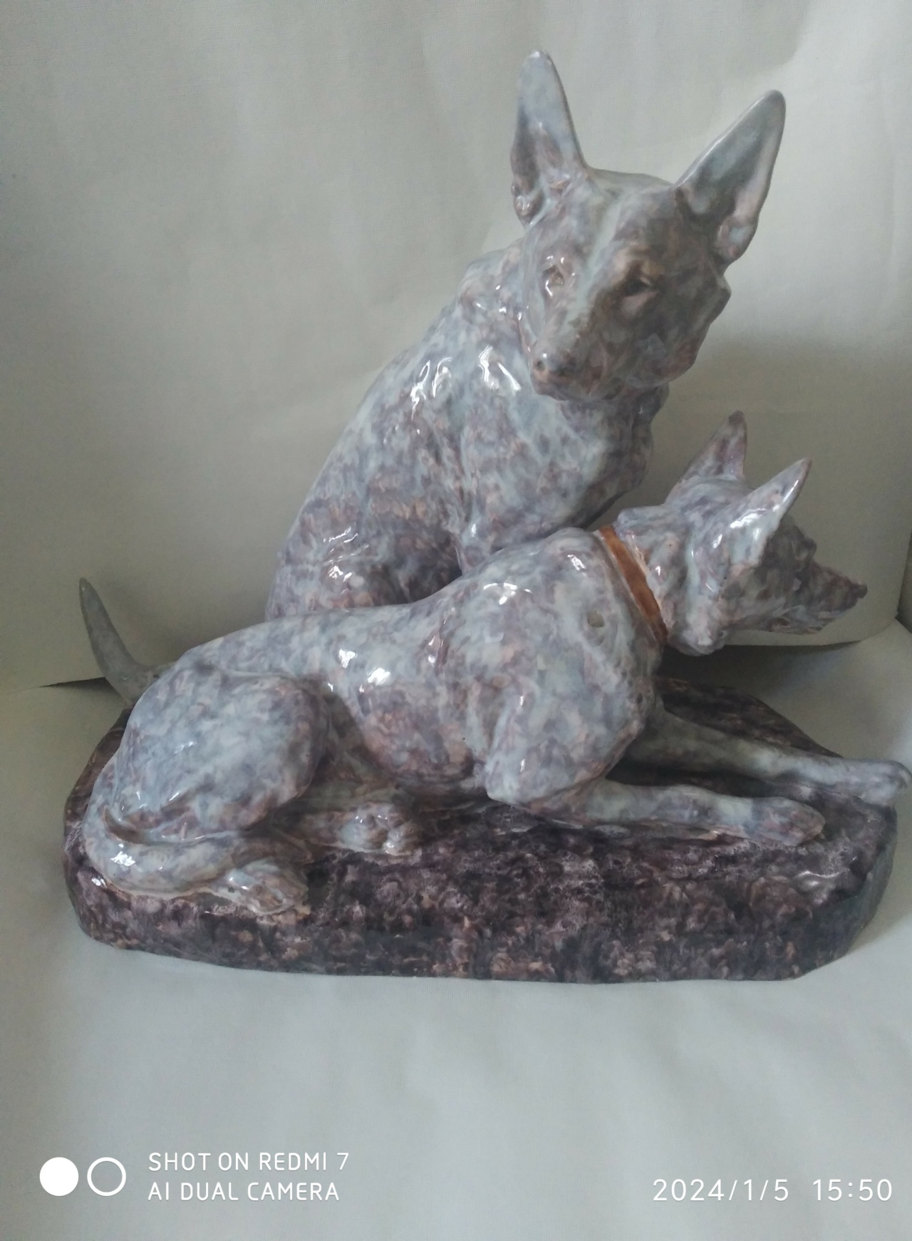 Louis Riché, les deux amis, importante sculpture animalière - Céramique ...